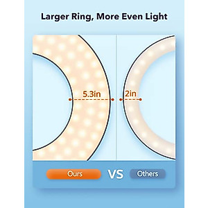 14” Selfie Ring Light with 78” Extendable Tripod and 2 Phone Holders, 5 Color Modes and 10 Brightness Levels, Remote Light Control, Bluetooth Shutter, Adjustable Led Ring Light for Makeup/Video/TikTok