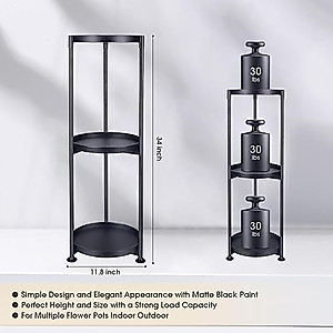 3 Tier Plant Stand Indoor Outdoor 34'' Extra-Tall Metal Plant Stands for Potted Plants Multiple Tiered Plant Shelf Vertical Black Iron Planter Rack Large Flower Pot Holder Table for Patio Corner
