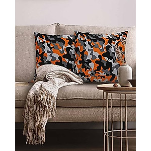 applebless Set of 2 Throw Pillow Covers Square for Home Decor, Camo 18x18 Inch Cotton Reversible Pillow Case Sofa Soft Cushion Cases for Bedroom Couch Bed Car Chair