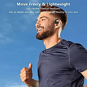 Minyaya Open Ear Headphones, Without Vibration Sense Bone Conduction Headphones, Wireless Bluetooth Sports Headset, Water Resistant Stereo Sounds Running Headphones, for Hiking, Cycling, Gym, Outdoor