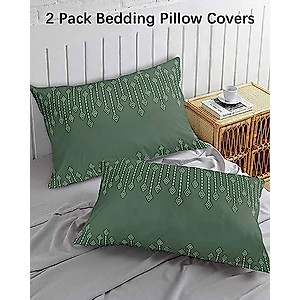 Edwiinsa Teal Geometric Pillow Covers Standard Size Set of 2 20x26 Bed Pillow, Boho White Modern Abstract Art Plush Soft Comfort for Hair/Skin Cooling Pillowcases with Envelop Closure