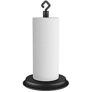 KASUNTO Toilet Paper Holder for Bathroom, Metal Free Standing Toilet Paper Storage with Rustproof, Tissue Paper Roll Stand for Bathroom Accessories (Black)