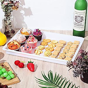 10 Pack Plastic Serving Trays and Platters White Serving Platters Cookie Trays Rectangle Food Trays for Parties Wedding