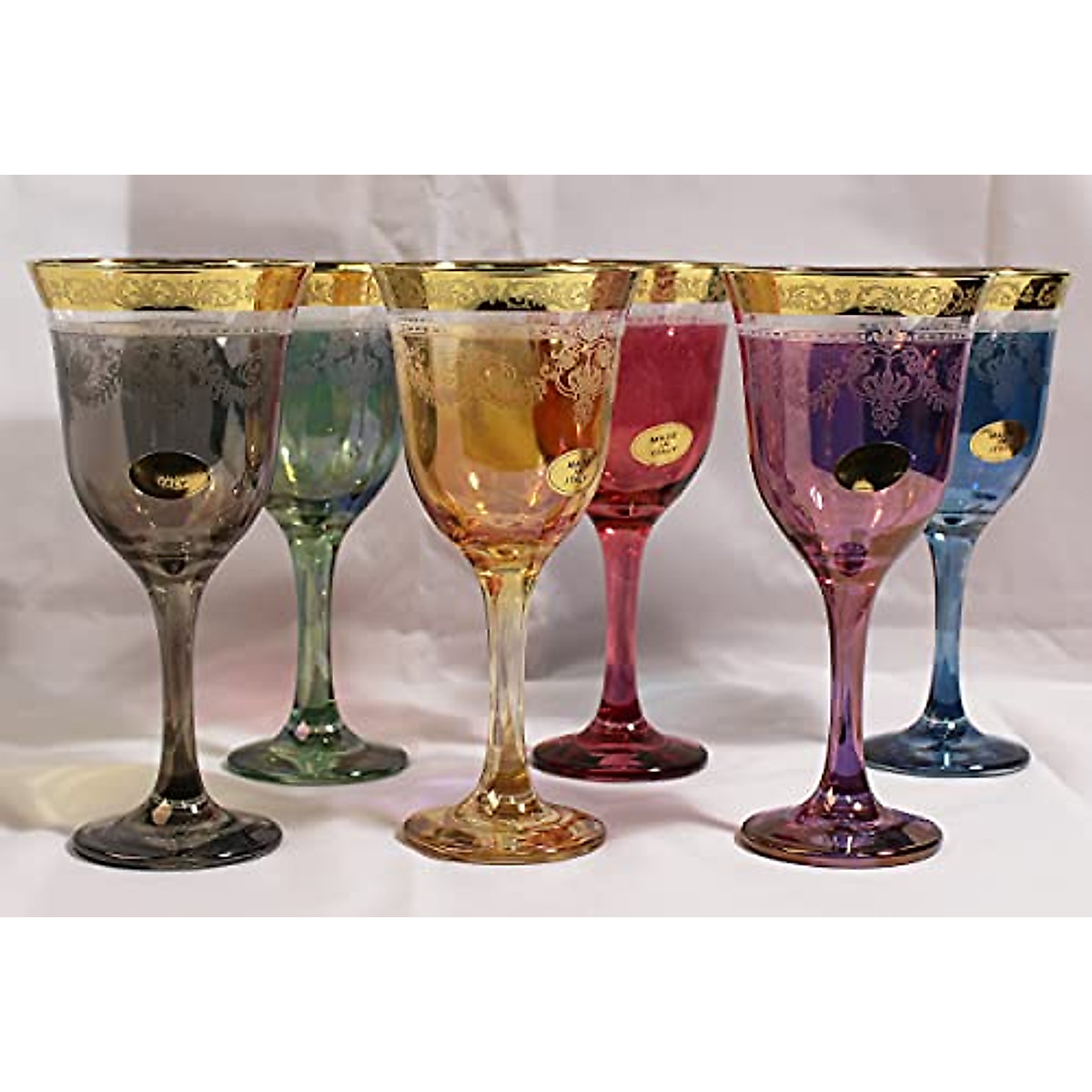 Lorenzo Import - Corona Wine Goblets (Set of 6), Multicolor