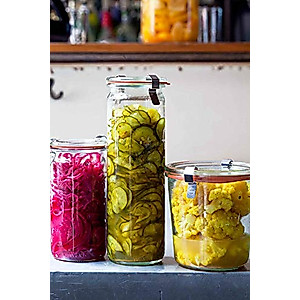 NOVIIML Jars - Weck Jars made of Transparent Glass - Eco-Friendly Canning Jar - Storage for Food, Yogurt and Jelly with Air Tight Seal and Lid - 1/2 liter Tall Jars Set - Set of 2 Jars with Lids