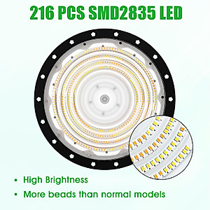 Probapro LED UFO High Bay Lights: 100W UFO Lamp LED High Bay Shop Lighting Fixtures - Dimmable 3000K/4000K/6000K 10000LM Commercial Warehouse Garage UFO High Bay Lights 4PACK