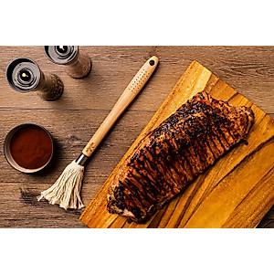 GRILLHOGS 18" Basting Mop - BBQ Mop Brushes for Sauce, Extra-Absorbent Double Head, Ergonomic Durable Natural Oak Handle, BBQ Grill Brush & Sauce Brush