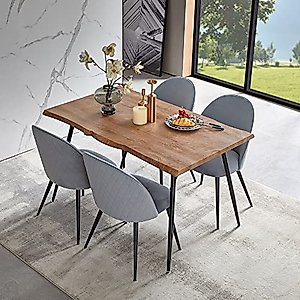 Homedot 5-Pieces Dining Table Set for 4,Unique Design Home Desk Thick Tabletop Dining Table with Stable Metal Legs & 4 Upholstered Dining Chair Soft with Stable Metal Legs for Kitchen,Dining Hall