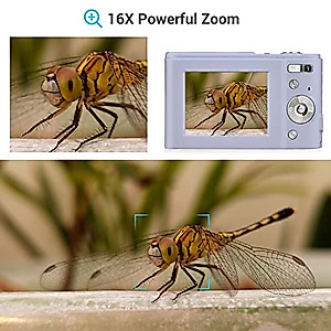 Andoer Portable Digital Camera 48MP 1080P 2.4-inch IPS Screen 16X Zoom Auto Focus Self-Timer 128GB Extended Memory Face Detection Anti-Shaking with 2pcs Batteries Hand Strap Carry Pouch