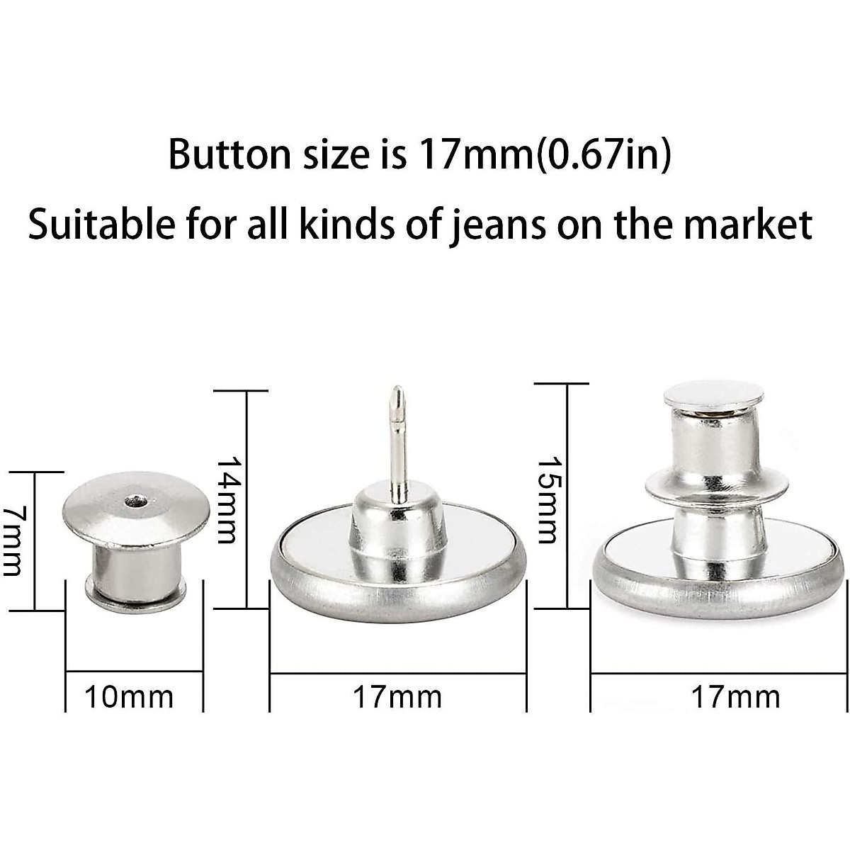 6PCS Perfect Fit Instant Button, Instant Buttons, Jean Replacement Buttons Removable Button No Sew Buttons to Extend or Reduce an Inch to Any Pants Waist in Seconds!