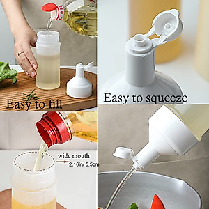 RAYNAG 2 Pack Condiment Squeeze Bottles Flexible Wide Mouth Containers Oil Dispensing Bottle with Attached Cap for Oils, Sauces, Salad Dressings, Syrup