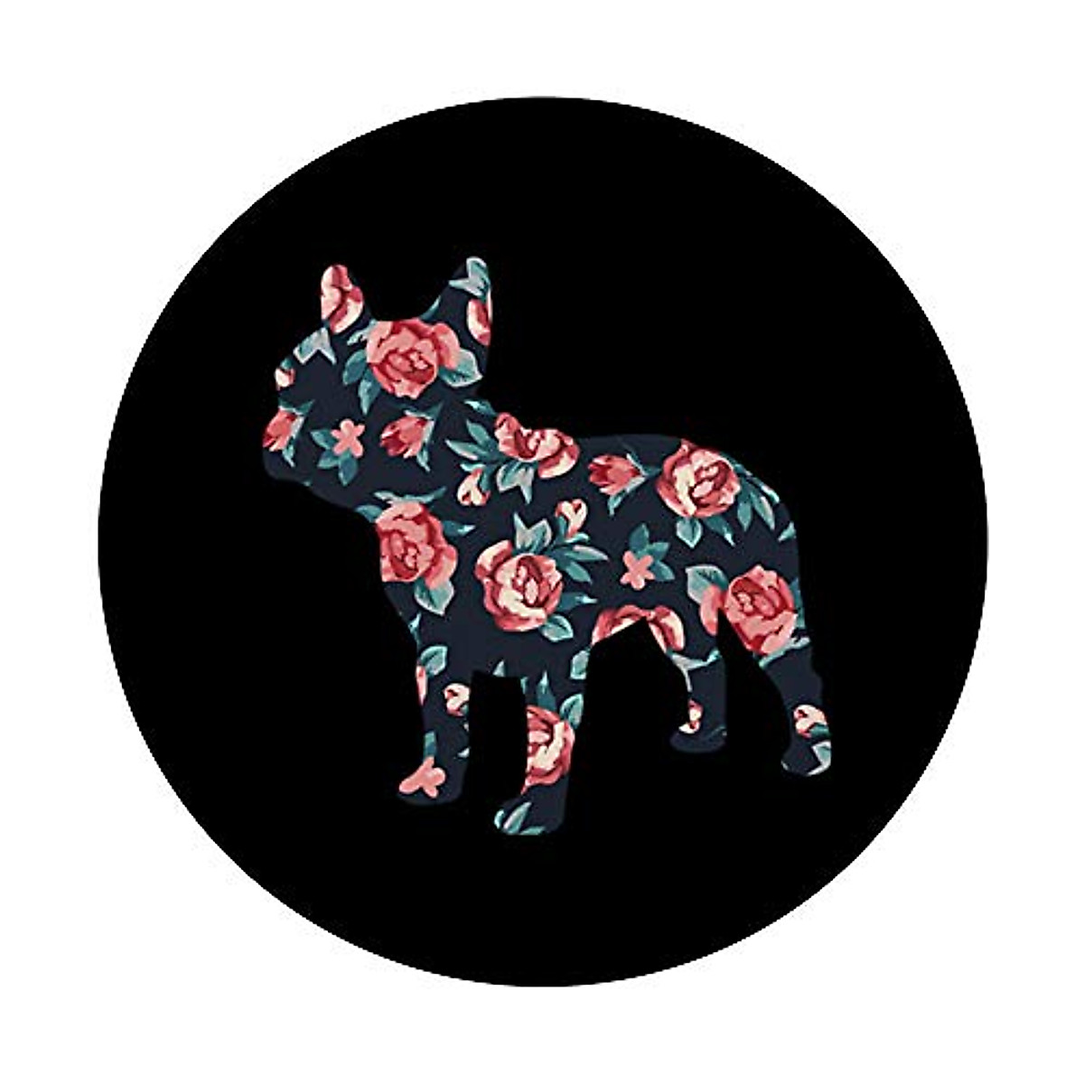 Floral Pattern French Bulldog Roses And Frenchie PopSockets PopGrip: Swappable Grip for Phones & Tablets