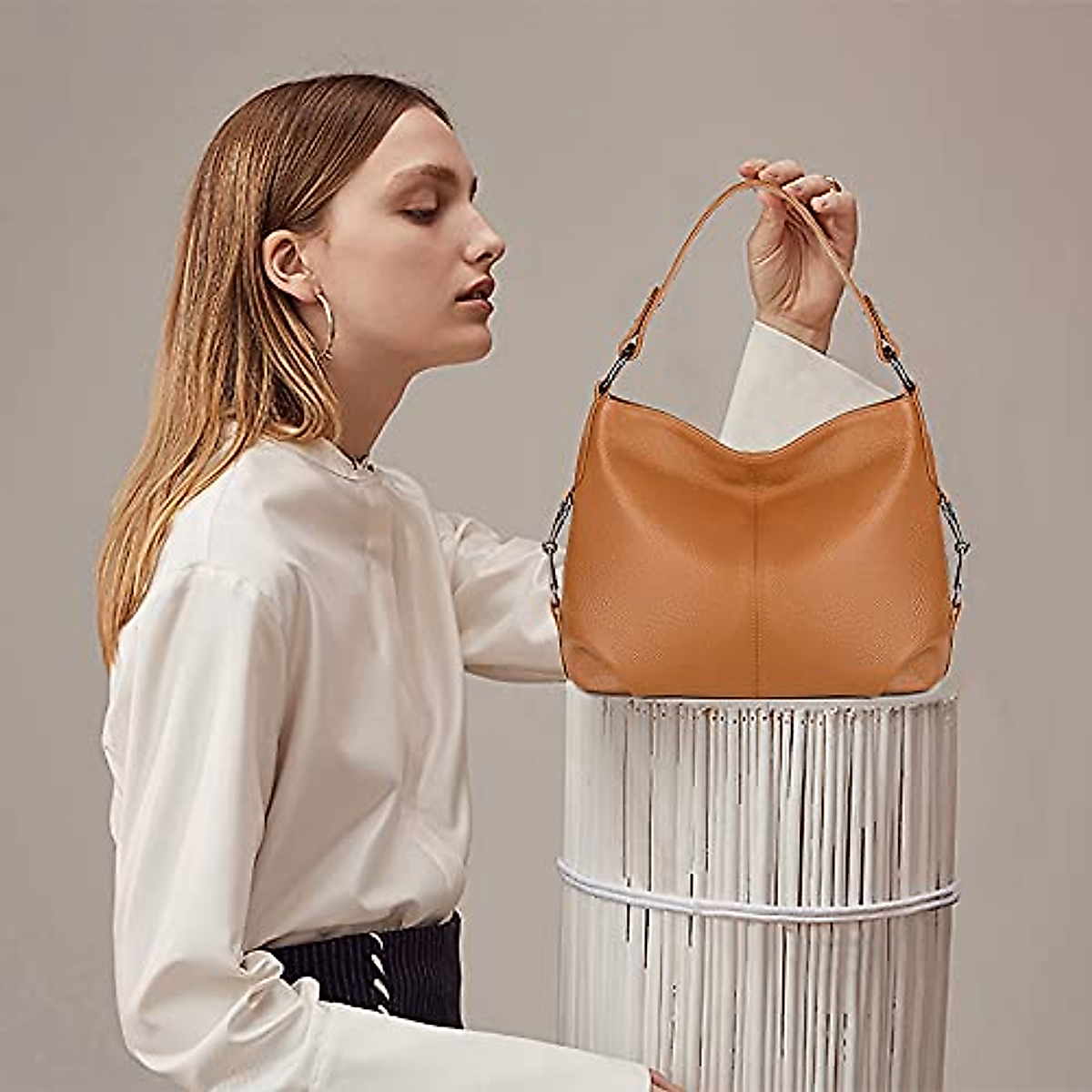 YALUXE Shoulder Bag Genuine Leather Tote Handbag Crossbody Bags for Women