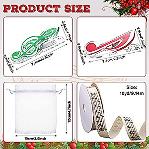 20 Pcs Music Clips with Gift Bags and Ribbon Music Book Page Holder Plastic Music Book Clips Music Sheet Clips Music Note Paper Clips for Students Teacher Music Class Gift Accessories, Multicolor