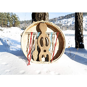 Siberian round shaman drum 19" (50 cm) with drawing of a bear/authentic tambourine/with beater and case included