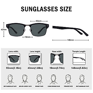 Dollger Semi-Frame Square Sunglasses Polarized UV Protection Trendy Designer Sun Glasses Men Women