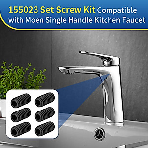 155023 Screw kit Compatible with Moen, 6 Pieces Set Screws Replacement Kits for Moen Kitchen Faucet, Black