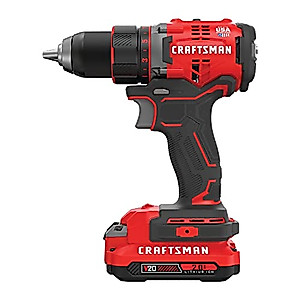 CRAFTSMAN 20V MAX Cordless Drill Driver, 1/2 Inch Keyless Chuck, 2 Batteries and Charger Included (CMCD720D2)