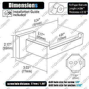 KOKOSIRI Black Toilet Paper Holders Bathroom Toilet Paper Roll Holder SUS304 Stainless Steel Contemporary Wall Mounted, Matte Black, B2003BK