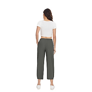 Women's Capri Yoga Pants Loose Soft Workout Causal Lounge Pants with Pockets Gray Small