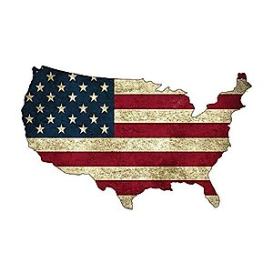 Rogue River Tactical USA American Flag Metal Tin Sign, 14x8 Inch, Wall Décor -Man Cave Bar US United States Rustic Cut Out Outline