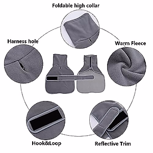 Geyecete Dog Jacket, Dog Coat Perfect for Dachshunds,Dog Winter Coat with Padded Fleece Lining and high Collar,Dog Snowsuit with Adjustable Bands Sizes-Gray-XS