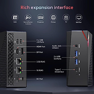 ACEMAGICIAN Dual LAN Mini PC,AMD Ryzen 7 5700U (8C/16T,up to 4.3Ghz) 16GB DDR4 512GB SSD, Mini Computers 4K@60Hz Triple Display Desktop Portable WiFi 6/Bluetooth 5.2
