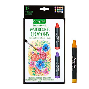 Crayola Signature Premium Watercolor Crayon Sticks & Paintbrush, 12 Count, Gift
