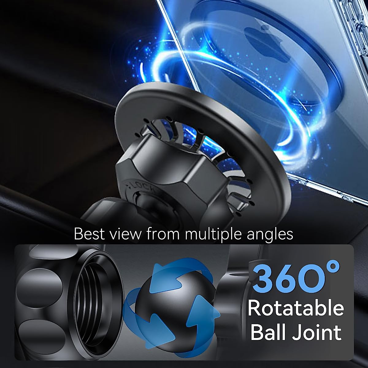 BEHAVE Magnetic Phone Holder for Mazda CX5 2024-2017,360°Adjustable Car Phone Mount fit for Magsafe iPhone,Compatible for iPhone,Android Smartphones