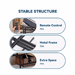 COMHOMA Adjustable Bed Frame King Bed Base with Remote Control, Independent Head and Foot Incline, Adjustable Bed Frames with Mattress Holder, Bed Base Only King-73