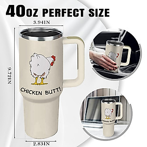 NIAXAUYT Chicken Gifts for Chicken Lovers, Women and Men, 40 oz Chicken Stainless Steel Tumbler, Funny Chicken Themed Gifts for Birthday, Christmas, Guess What Chicken Butt