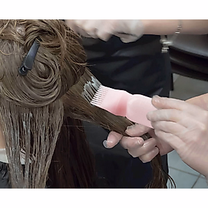 Yebeauty Root Applicator Bottle, 2 Pack 6 Ounce Comb Applicator Bottle for Hair Dye Bottle Applicator Brush with Graduated Scale- Pink