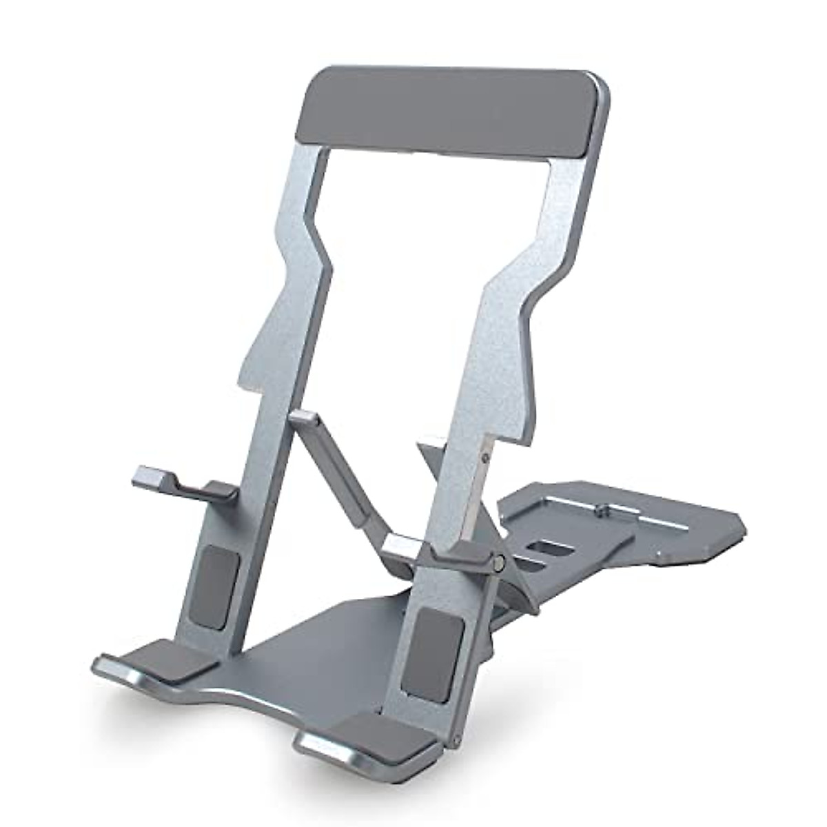 QiBok Aluminum Alloy Foldable Phone Stand, Portable Cell Phone Stand for Desk and Adjustable Height, Cell Phone Holder Cradle Dock Compatible Most of Phone