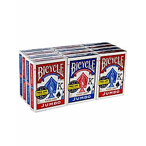 Bicycle Jumbo Playing Cards, 12-pack Red/Blue