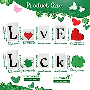 Glenmal 6 Pieces St. Patrick's Day Table Clover Signs Set Farmhouse St. Patrick's Day Wood Sign Double Side Four Leaf Clover Heart Block Wooden Luck Tiered Tray Decor for Kitchen Mantle Office Decor
