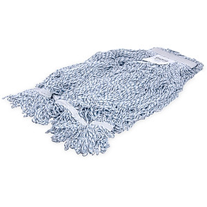 SPARTA Flo-Pac Mop Head Loop-Ended, Narrow Band with 1/2" Blue Band for Organized Cleaning, Large, Blue