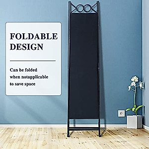 Room Divider 4 Panels 6FT Room Divider Wall Folding Privacy Screens with Steel Frame Freestanding Partition for Home Office Bedroom,Black