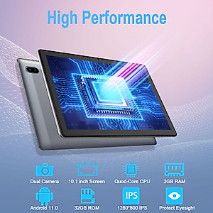 KAKTIN Tablet 10 inch Android Tablet,1080p HD Touchscreen Tablet,2.4G WiFi Tablets,Quad-Core Processor,32GB Storage,2G RAM,6000mhA Long Battery Life, Android 11 OS,Grey