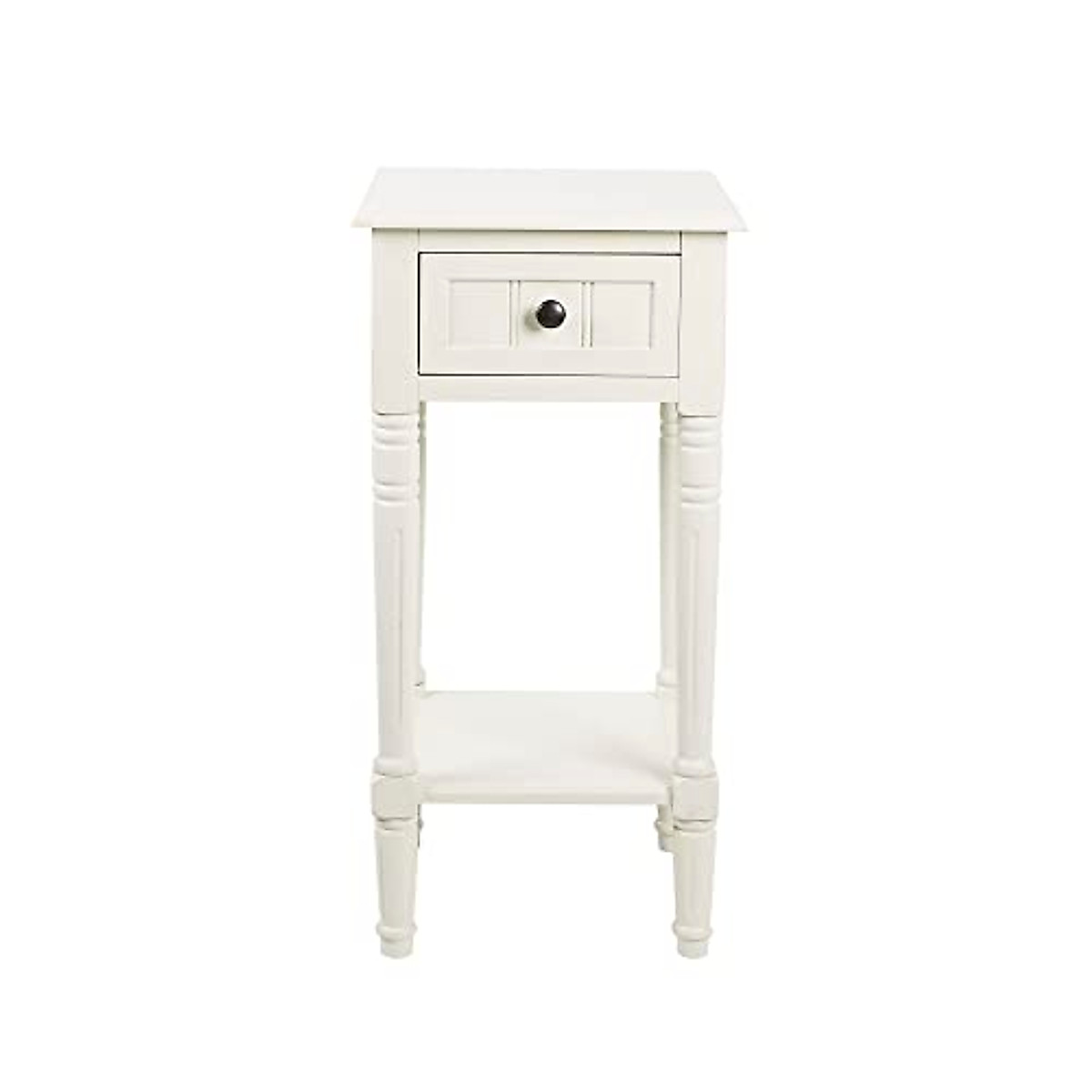 Decor Therapy Simplify Side Storage Drawer Accent Table, 14 in W x 14 in D x 28 in H, Antique White
