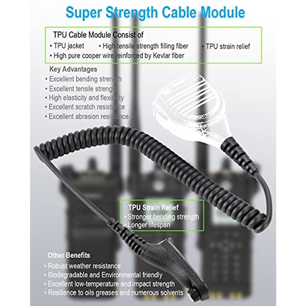 2 Pack Speaker Mics with Reinforced Cable for Motorola Radios APX4000 APX6000 APX7000 APX8000 XPR6350 XPR6550 XPR7350 XPR7550 XPR7550e (APX 4000 6000 7000 8000 XPR 6350 6550 7550), Shoulder Microphone