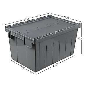 Oymlclivisa 15 Gallon Commercial Flip Top Tote Storage Container, Industrial Plastic Storage Totes, Gray, 4 Packs