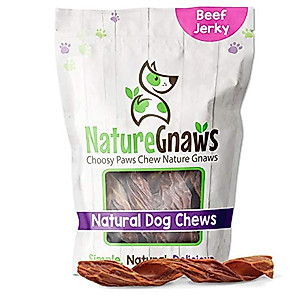 Nature Gnaws Beef Jerky Springs for Dogs - Premium Natural Beef Gullet Sticks - Simple Single Ingredient Tasty Dog Chew Treats - Rawhide Free - 7-8 Inch
