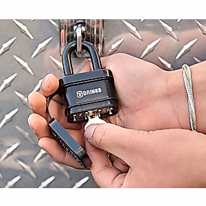 BRINKS - 40mm Laminated Steel Weather Resistant Padlock - Vinyl Wrapped and Chrome Plated with Hardened Steel Shackle(Color May Vary)