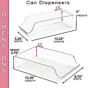 Practical Set of 2 Soda Can Organizer and Canned Food Bin Stackable Dispenser for Refrigerator - Open Front And Transparent Design, Hold up to 9 cans and water bottles, Shatter-Proof