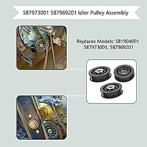 587973001 587969201 Idler Pulley Assembly Compatible With Husqvarna Craftsman Walk-Behind Lawn Mowers, for Lawn Mower Decks Idler Pulley HU725AWD/BBC, HU725AWDHQ, LC221RH Replaces Previous 581904001