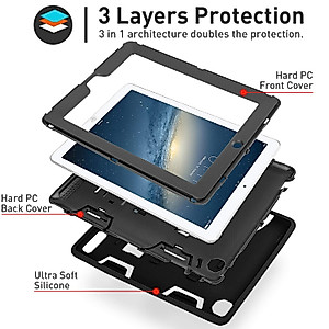 AICase Heavy Duty Rubber Hybrid iPad Case, Shockproof Protective Cover for iPad 2/3/4, Includes Stylus & Screen Protector (Black)