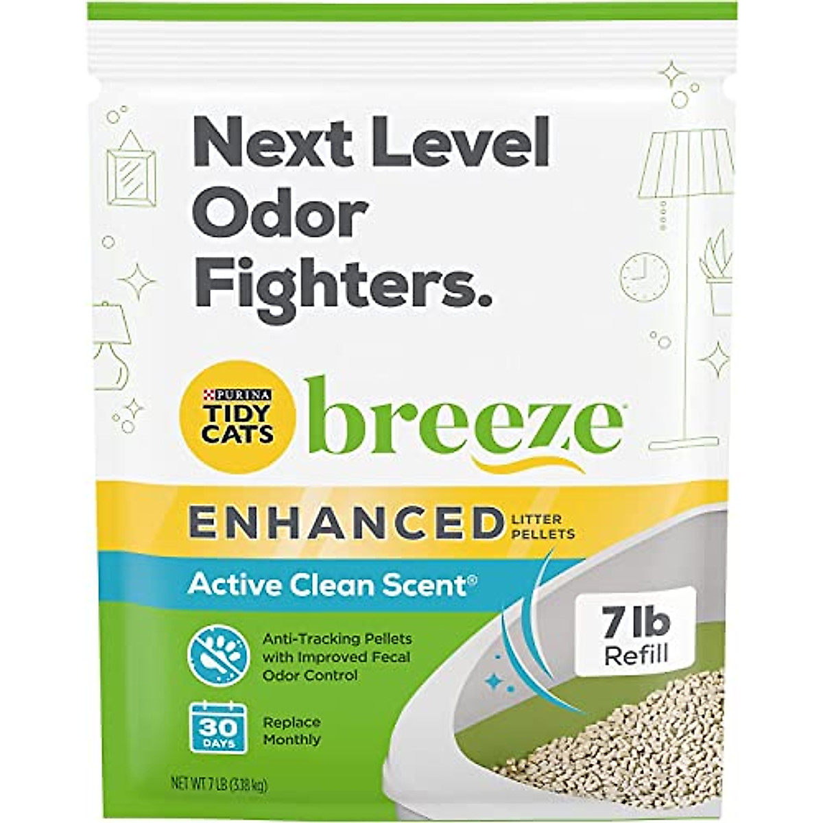 Tidy Cats Breeze Enhanced Litter Pellets, Active Clean Scent, 7 LB
