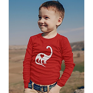 Tstars Dinosaur Heart Boys Valentines Day Shirt Toddler Kids Long Sleeve Shirts 3T Red