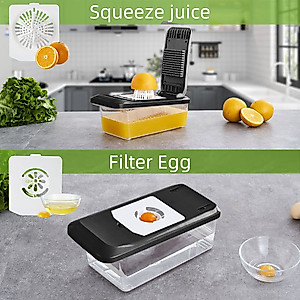 VEKAYA Vegetable Chopper, Professional Food Chopper with Container, Multifunctional Veggie Slicer, Cutter Detachable Blades, Onion Dicer for Kitchen (Black)