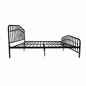 Novogratz Bushwick Metal Bed, Modern Design, King Size - Black